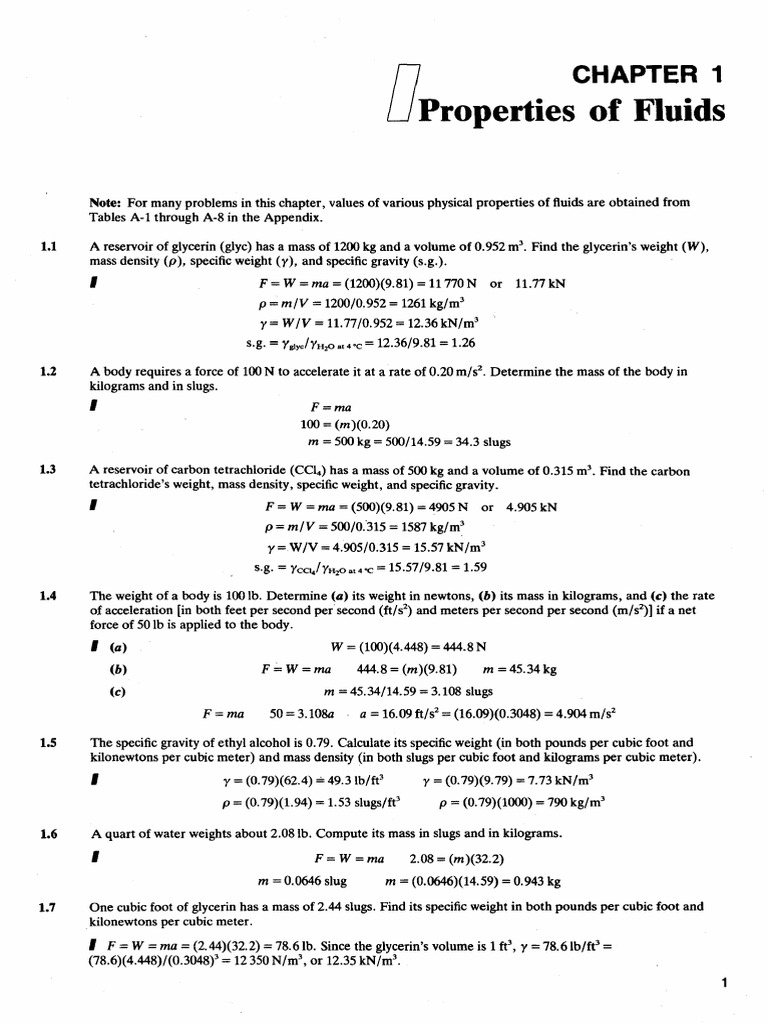 Properties of Fluids PDF | PDF | Pressure | Viscosity