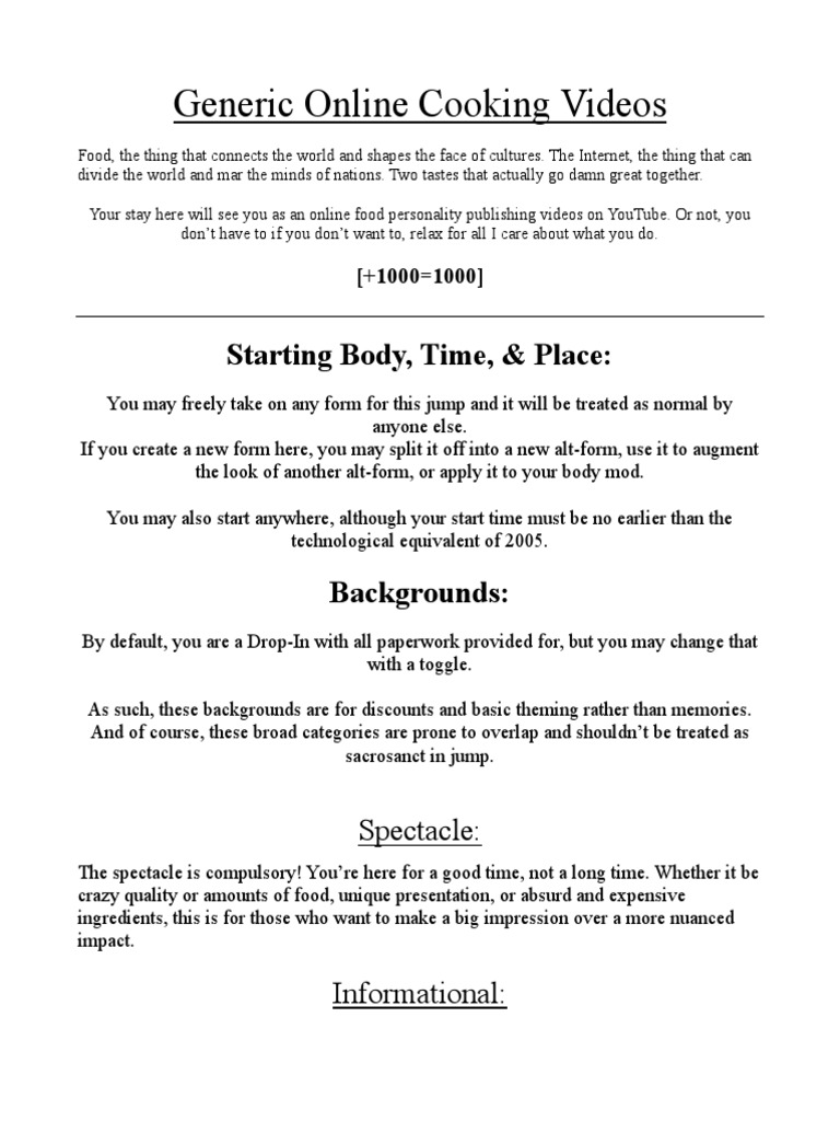 Generic Cooking Videos Version 1.0 | PDF | Recipe | Cookbooks