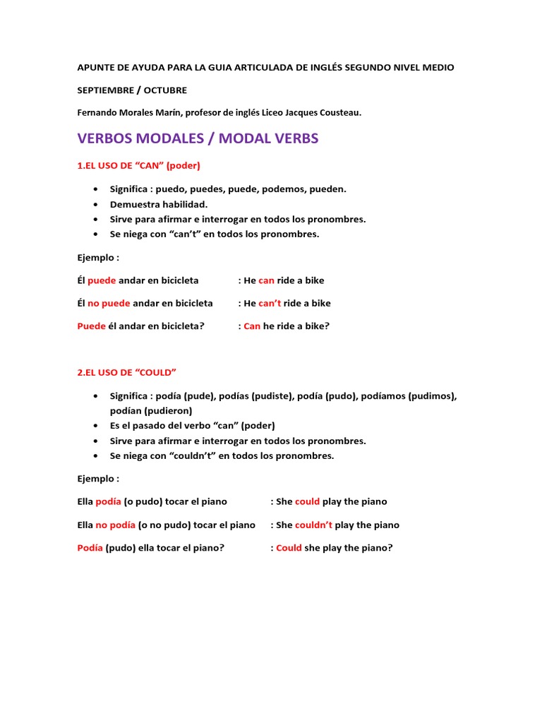 Verbos Modales | PDF | Verbo | Unidades Semánticas