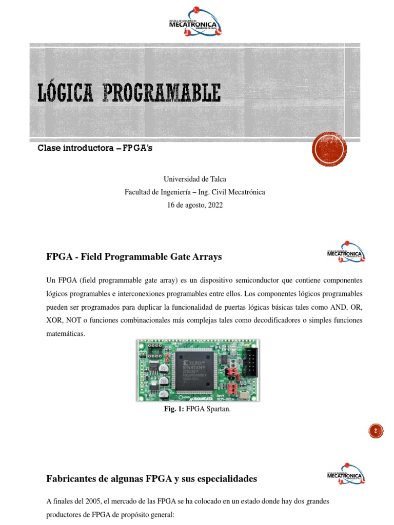 Clase Introductoria FPGAs | PDF | Arreglos de compuertas lógicas programables en sitio ...