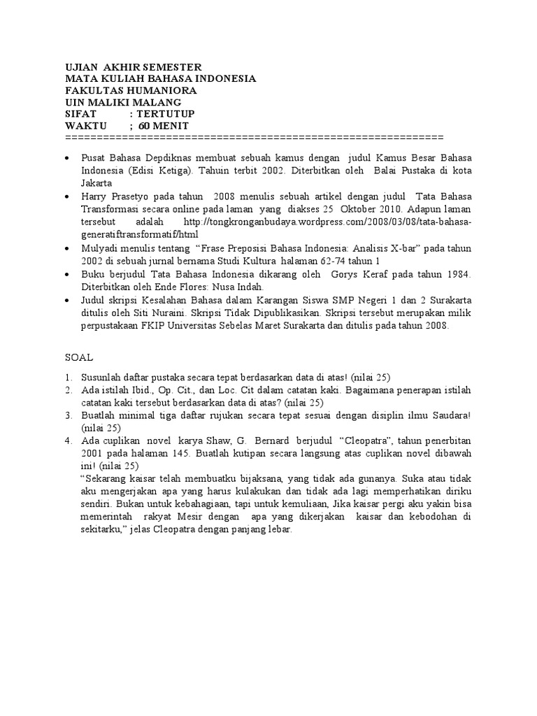 UAS Humaniora 2022 | PDF