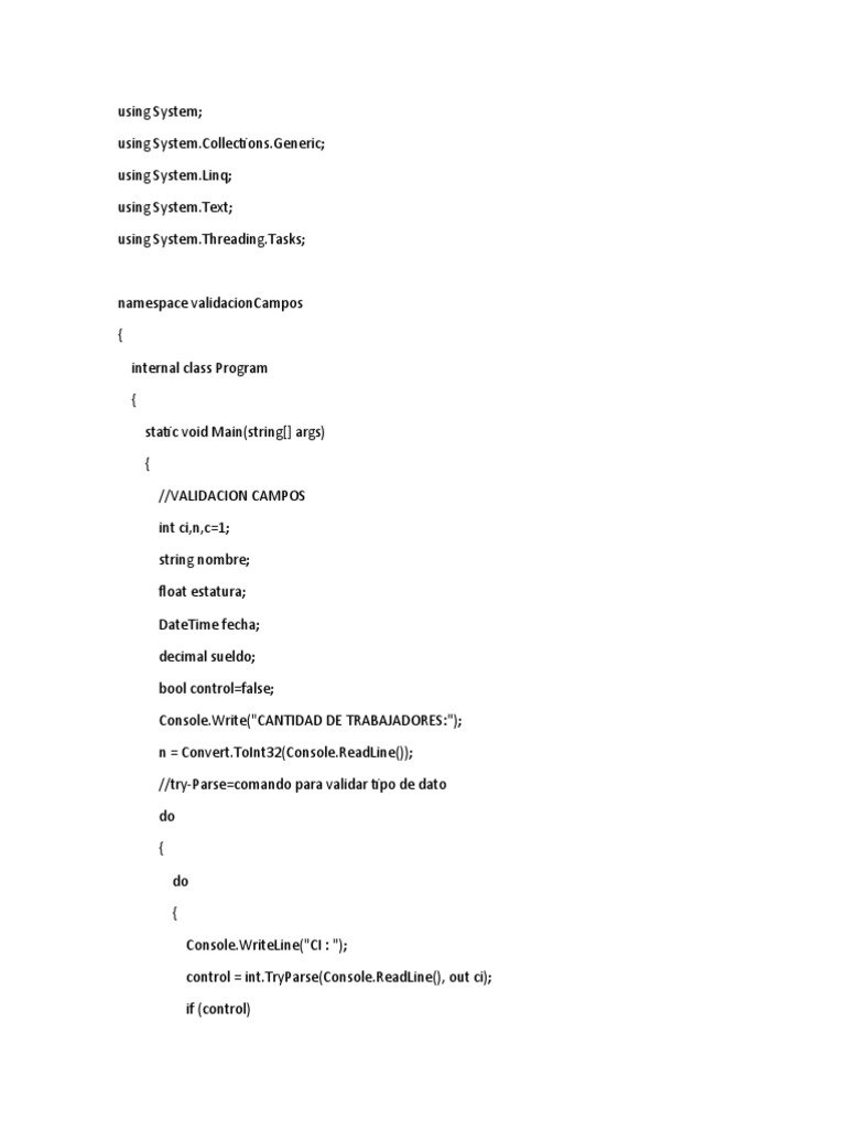 Validación De Campos Pdf 