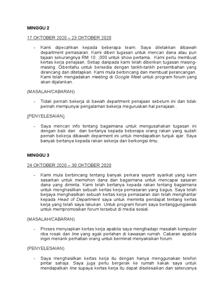 Progress Dan Laporan Mingguan | PDF