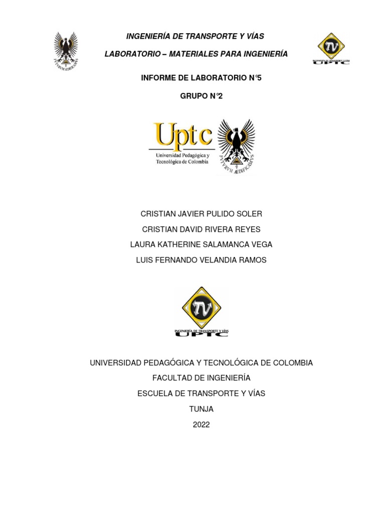Informe N°5 - Grupo 2 - Laboratorio de Materiales | PDF | Laboratorios | Transporte