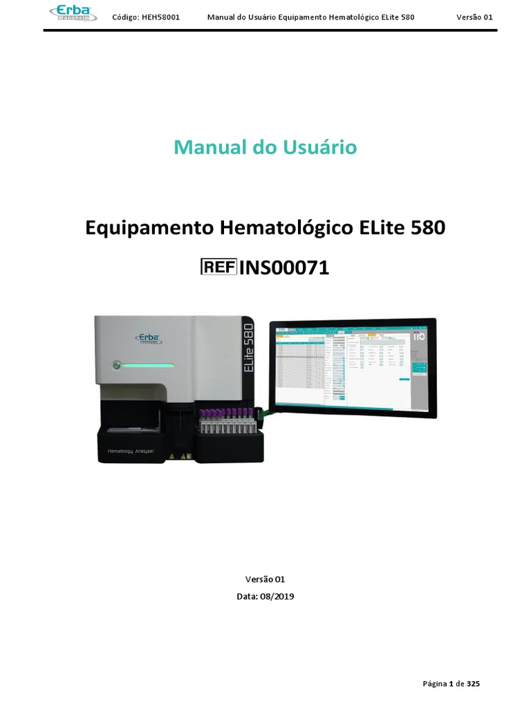 Manual do Usuário Equipamento Hematológico ELite 580 | PDF | Programas | Interface de usuário