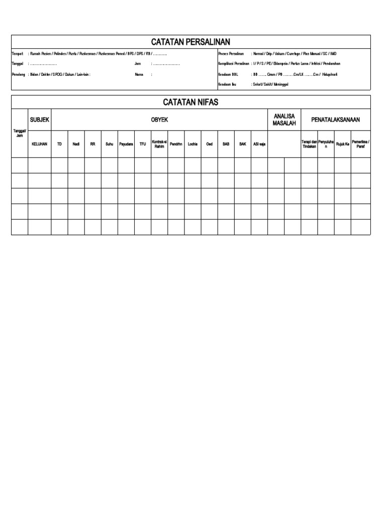 Catatan Persalinan | PDF