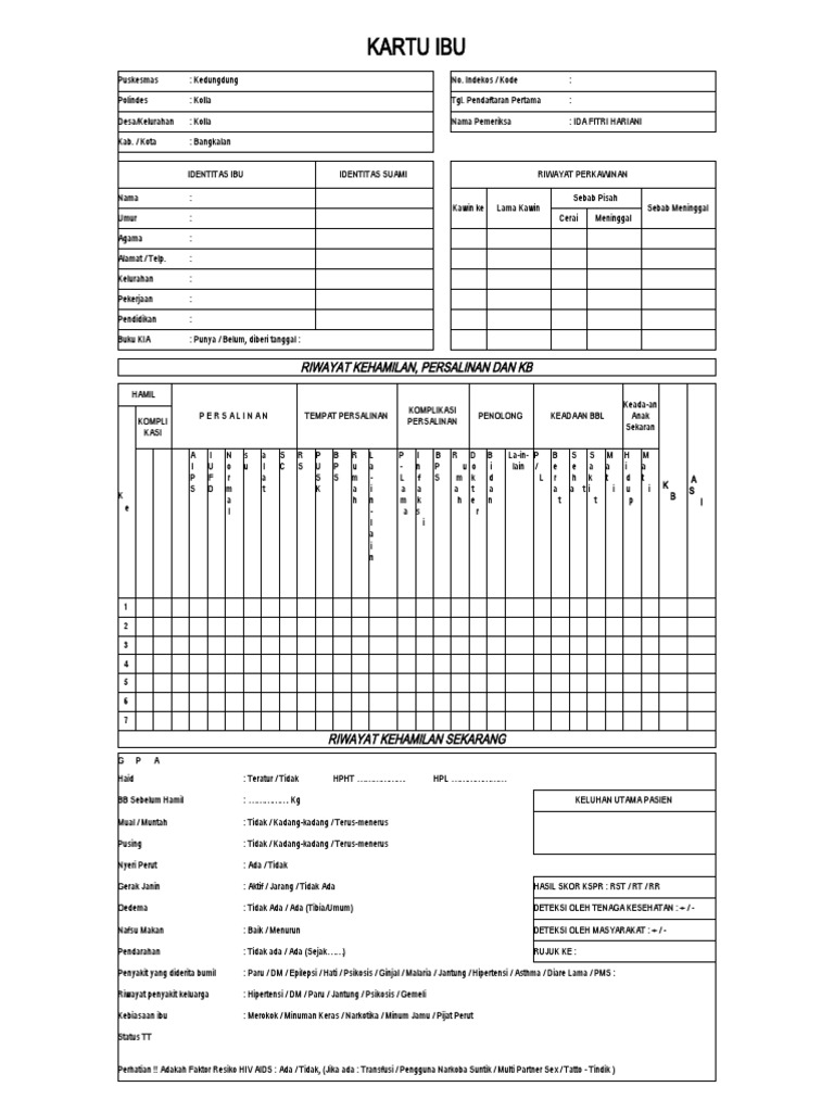 KARTU IBU.xlsx | PDF