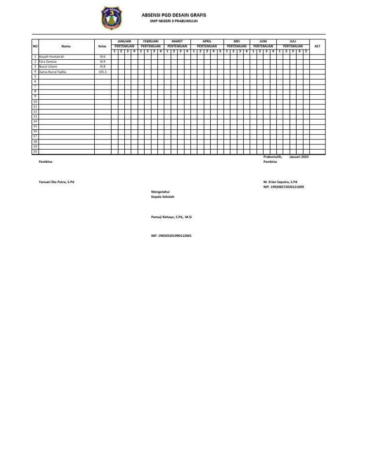 Absen PGD Desain Grafis | PDF