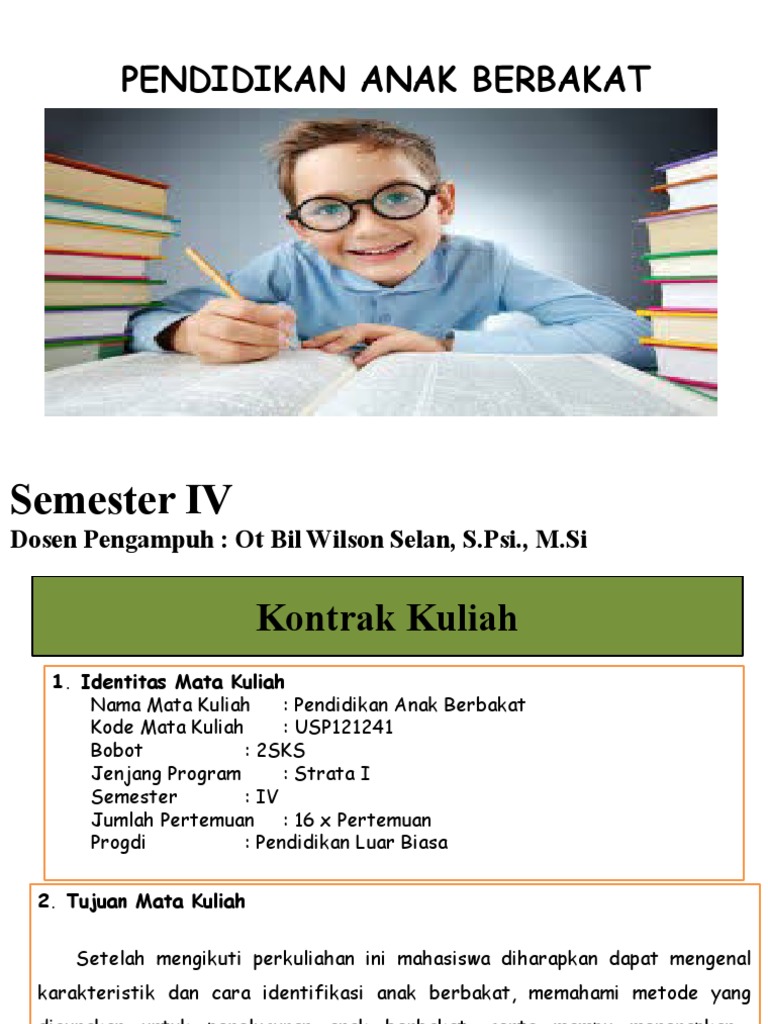 Pertemuan I Dan II Pendidikan Anak Berbakat Semester III | PDF