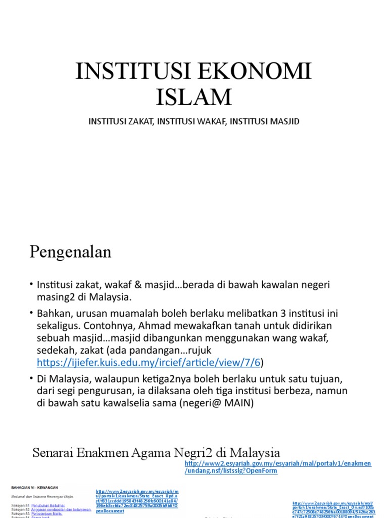 Institusi Ekonomi Islam | PDF