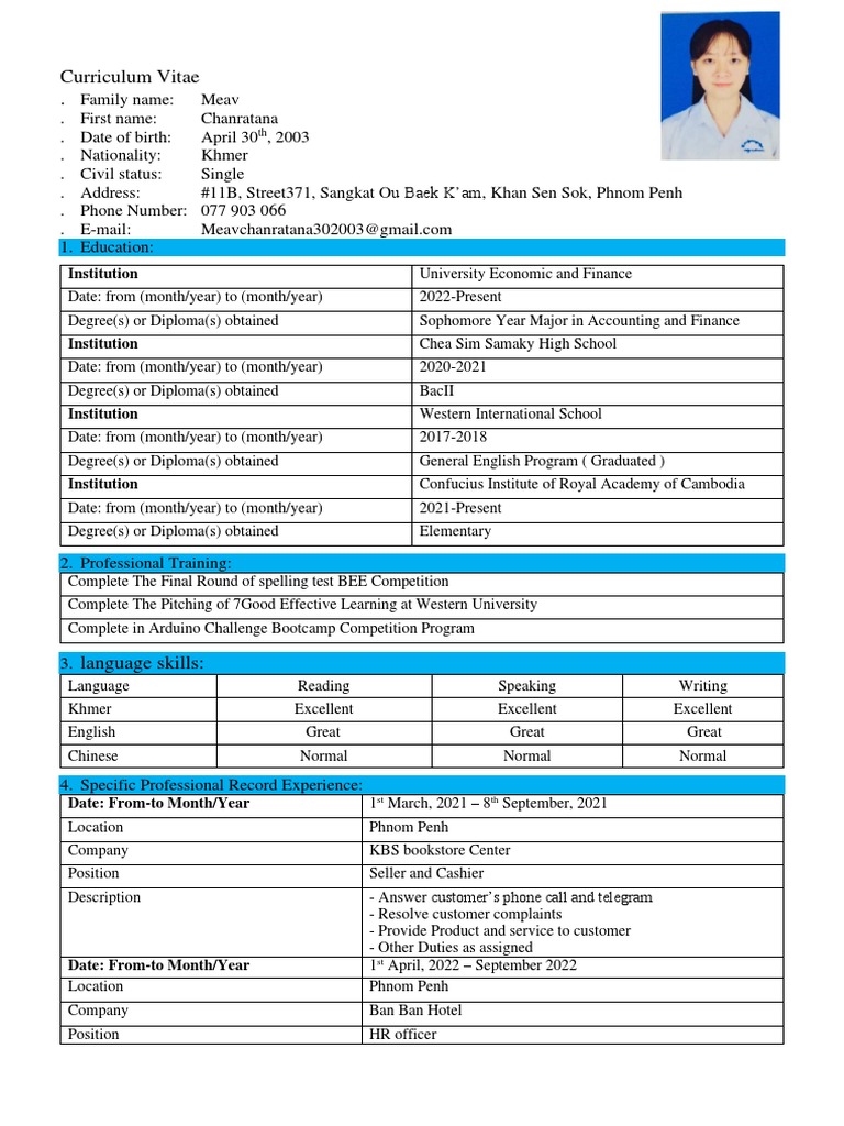 Curriculum Vitae .: Institution | PDF | Cambodia | Computing