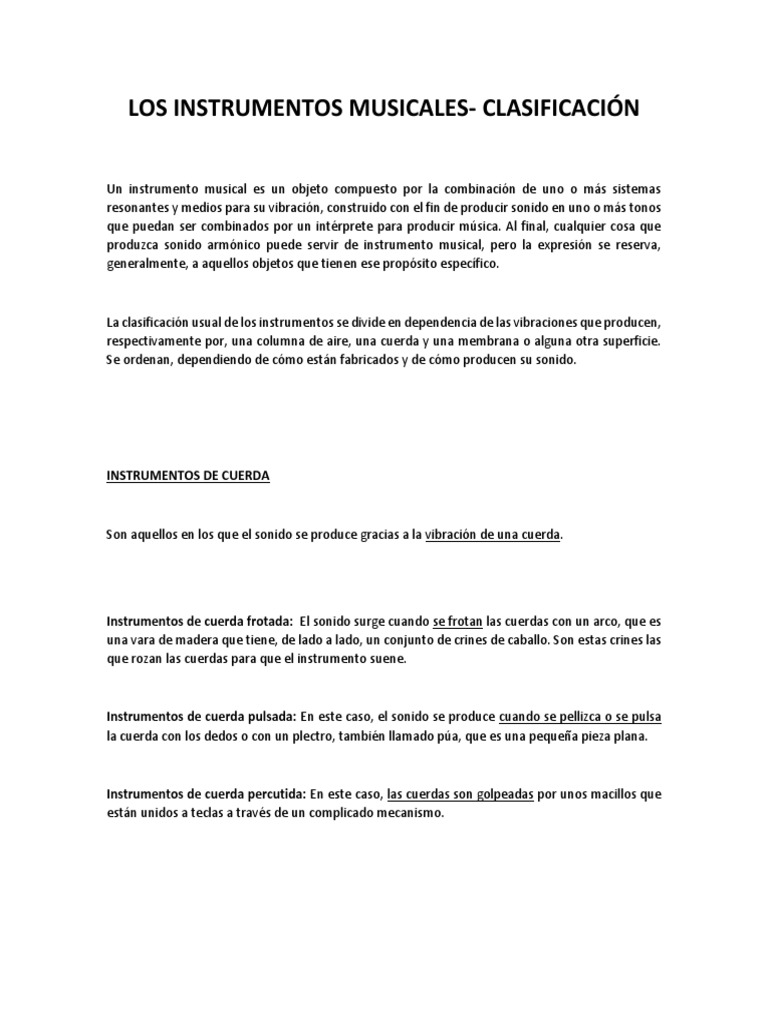 Clasificación de Instrumentos Musicales | PDF | Instrumentos de cuerda ...