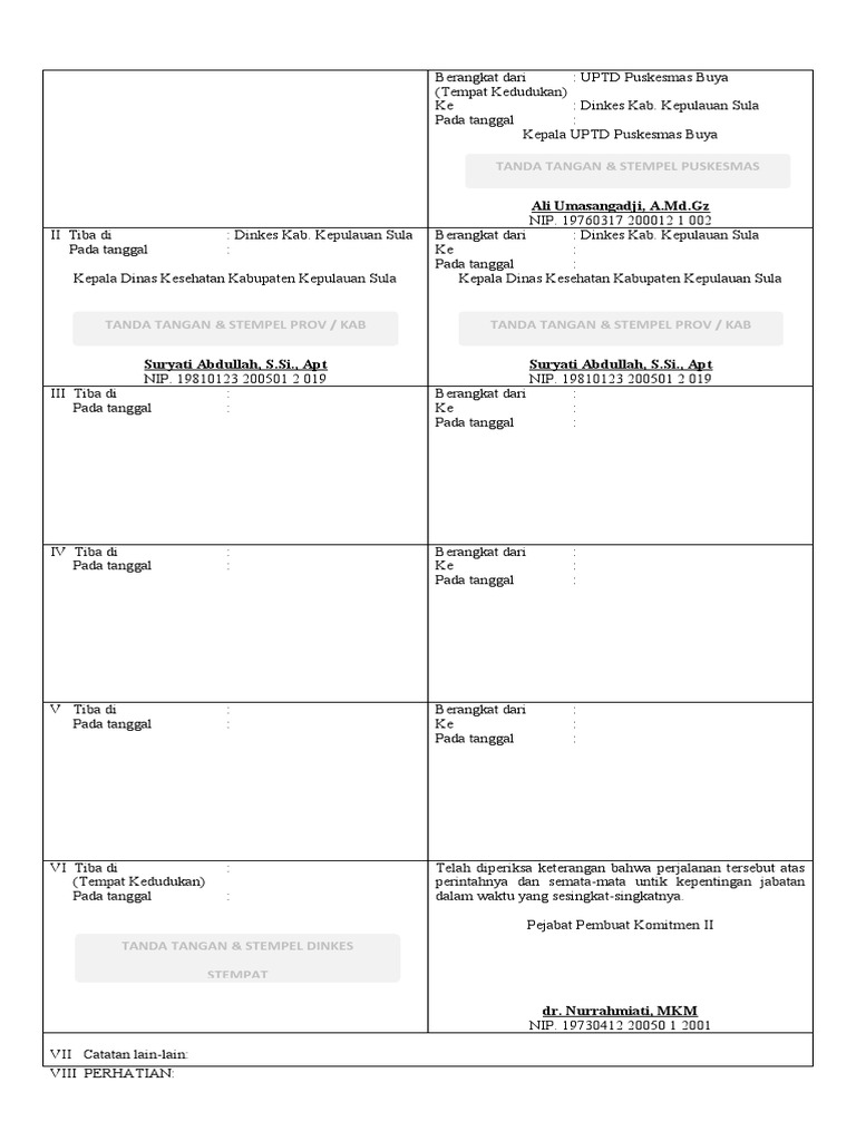SPPD Pemulangan NSI Sula | PDF