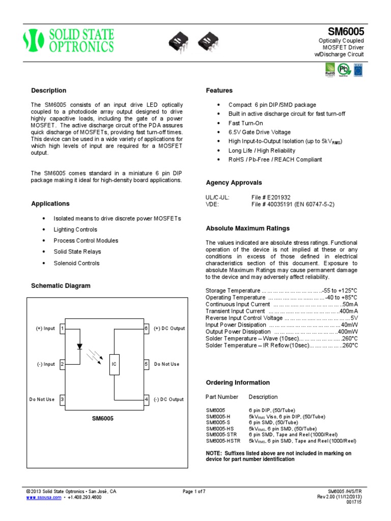 SM6005 SolidStateOptronic | PDF | Mosfet | Electrical Engineering