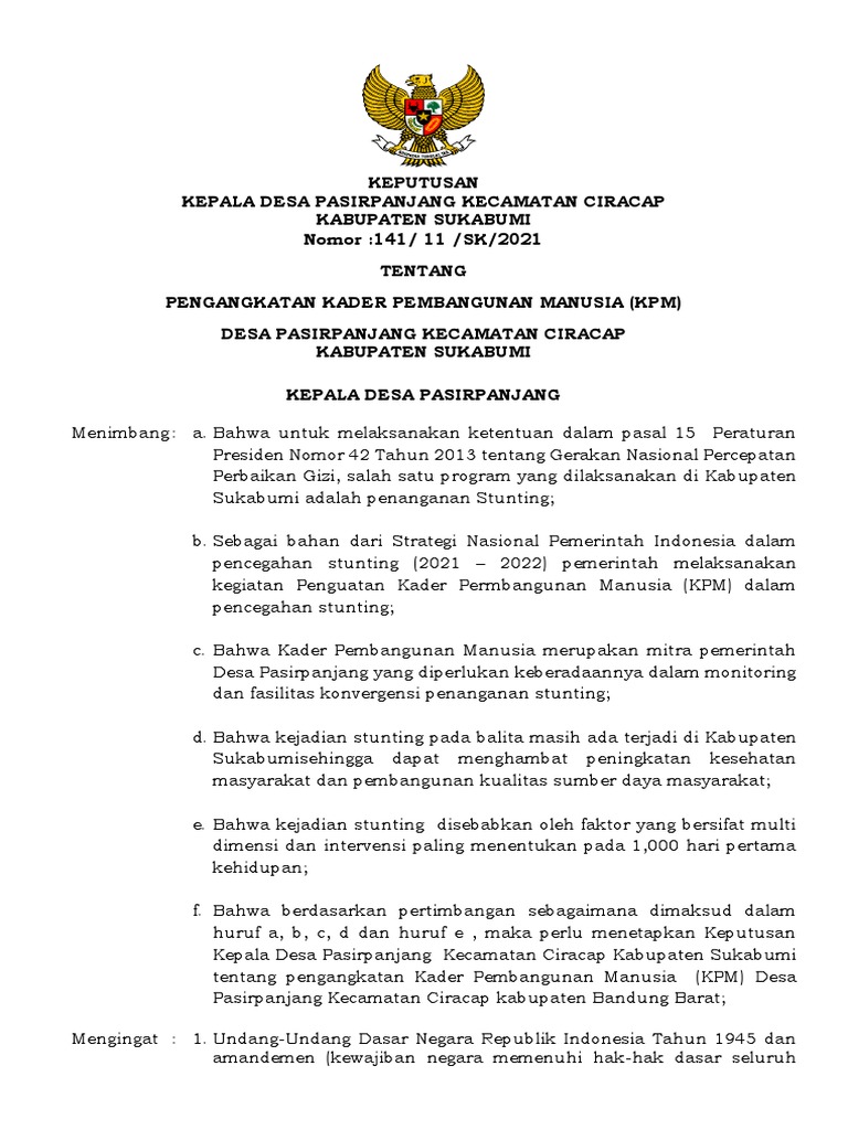 sk kpm desa pasirpanjang | PDF
