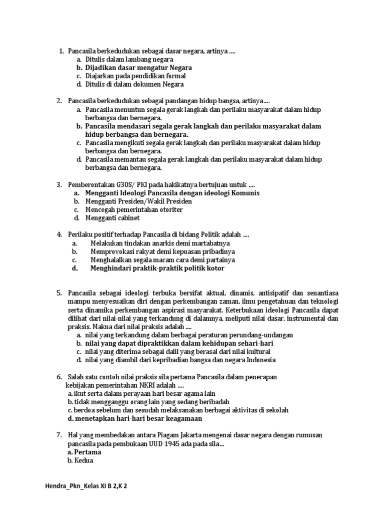 Soal PKN Xi X 2 K 2 | PDF