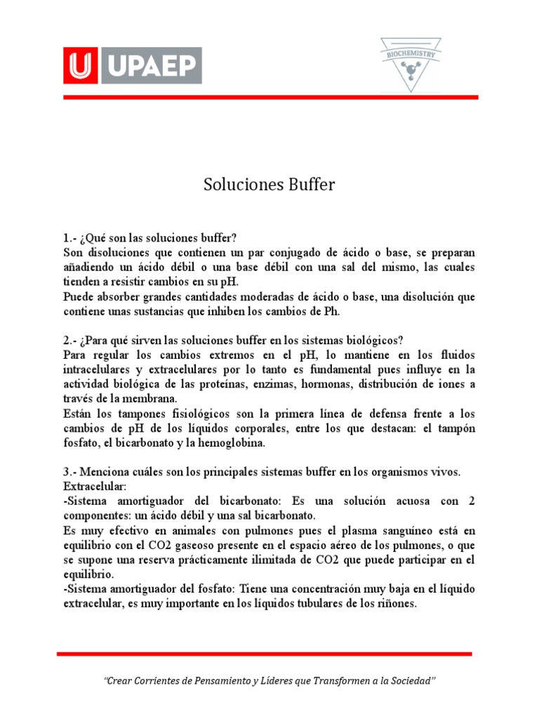 Soluciones Buffer | PDF | Solución tampón | Bioquímica