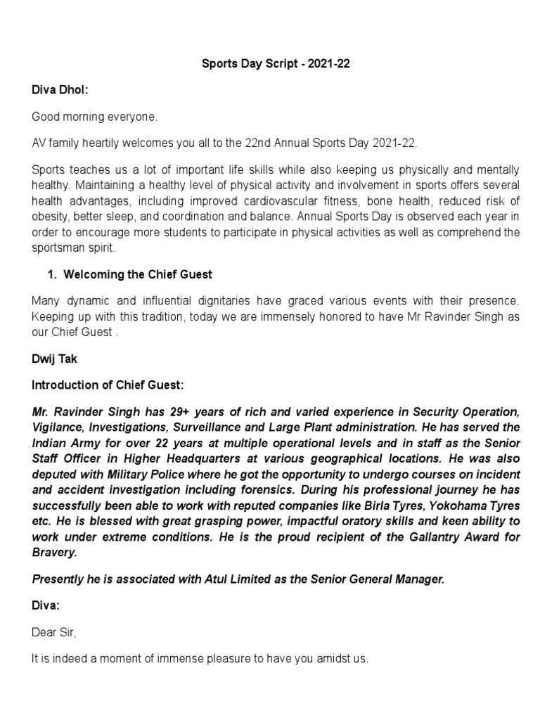 Sports Script - 2021-22 | PDF