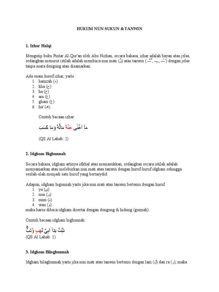Hukum Nun Sukun | PDF | Agama & Spiritualitas