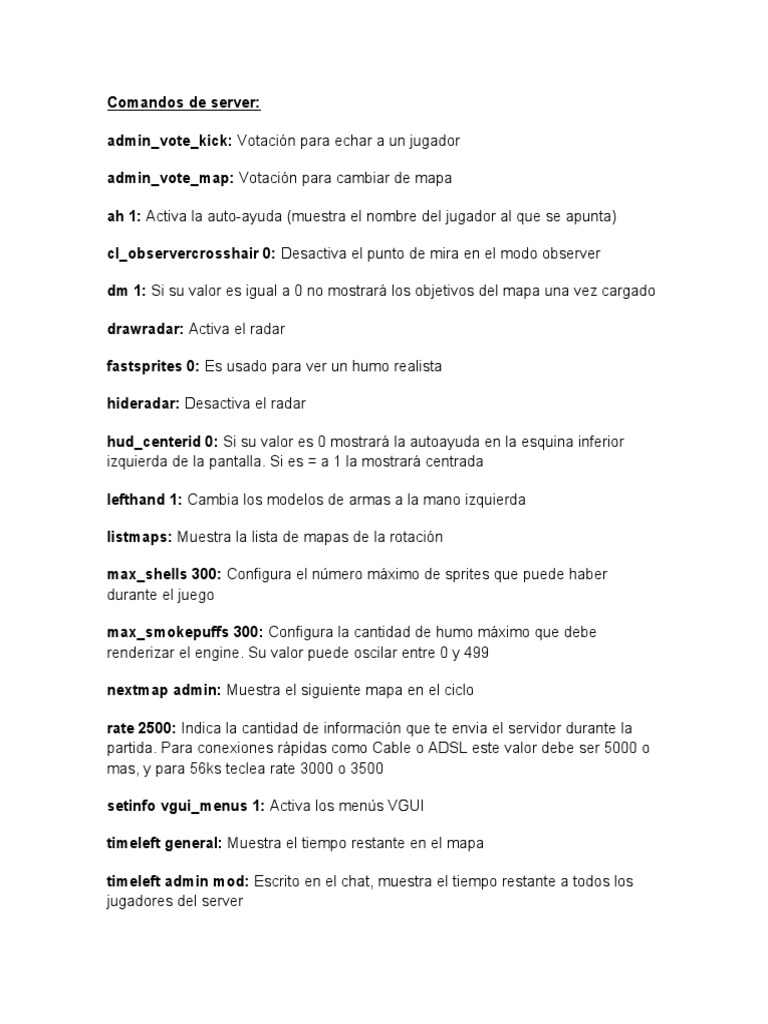 Comandos de Server | PDF