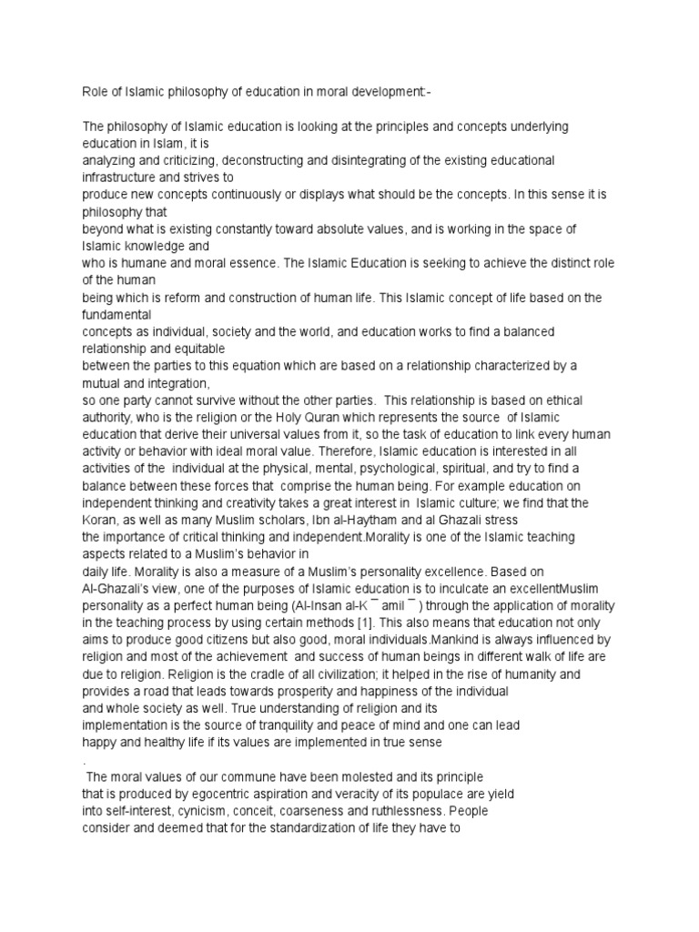 Moral Development According To Islam | PDF | Quran | Islam