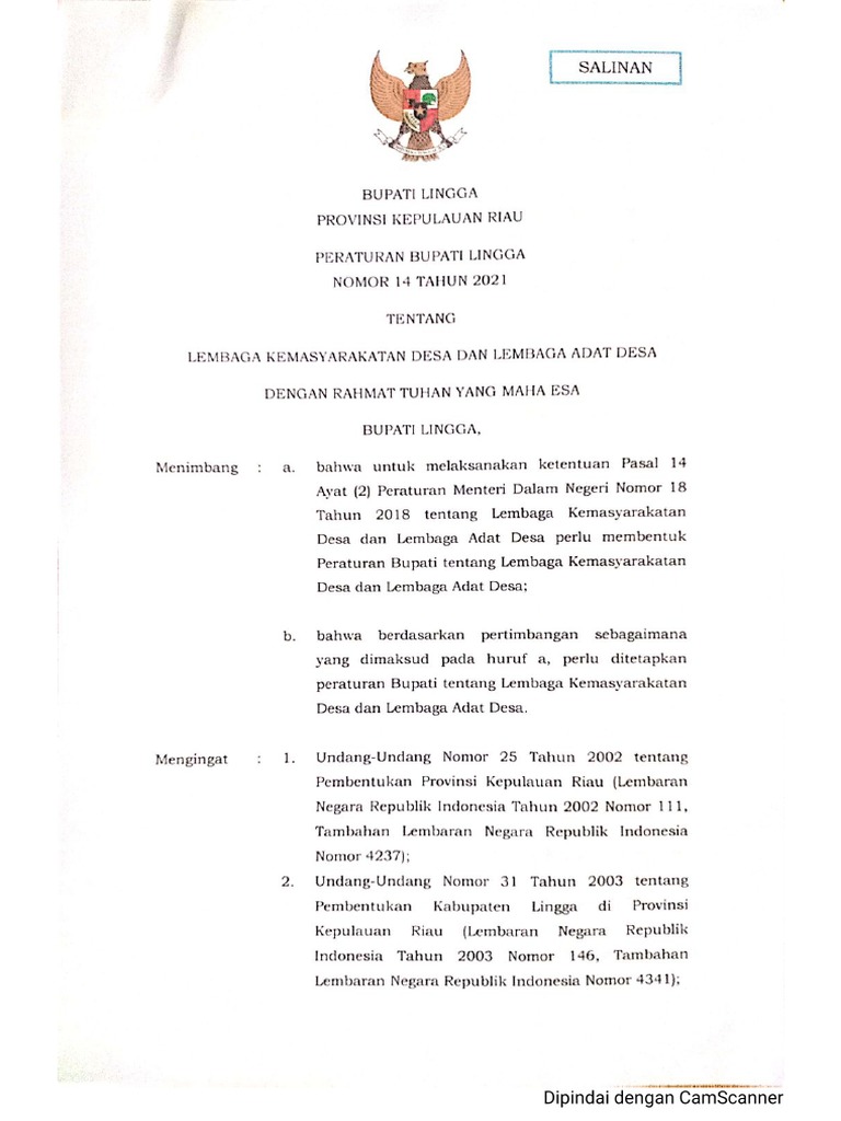 PERBUP LKD No.14 TH 2021 | PDF