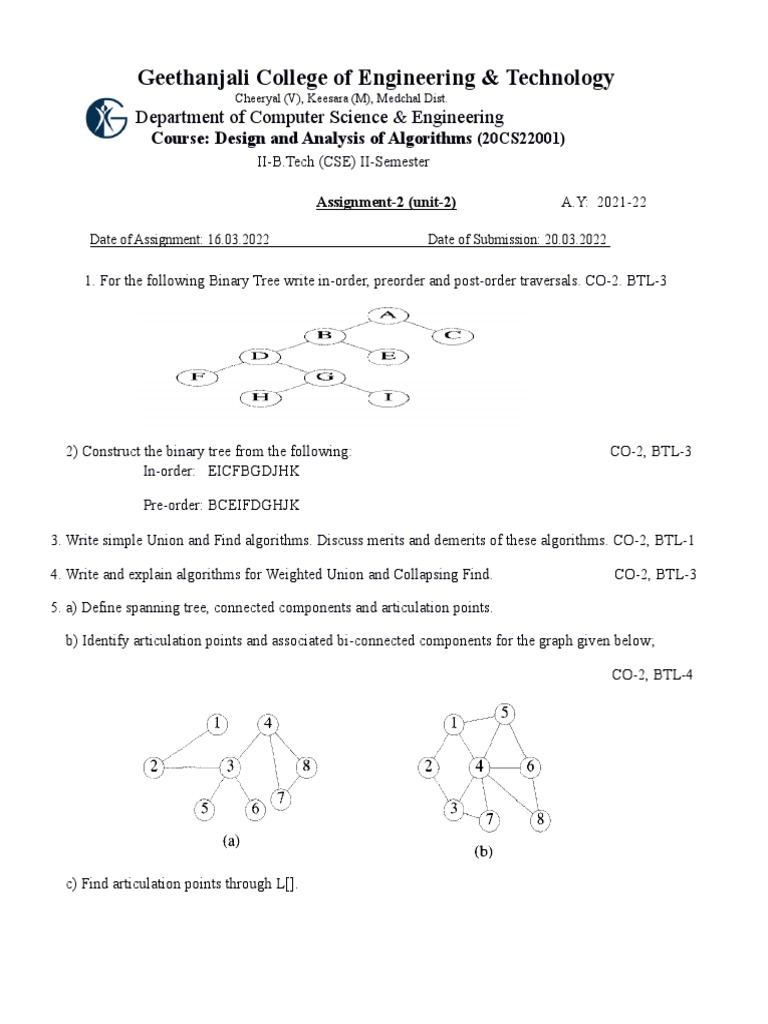 DAA - Assignment-2 (16.03.2022) PDF | PDF