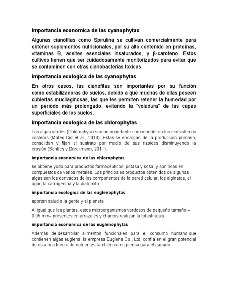 Importancia de las Cianofitas y Algas | PDF | Cianobacterias | Ecología