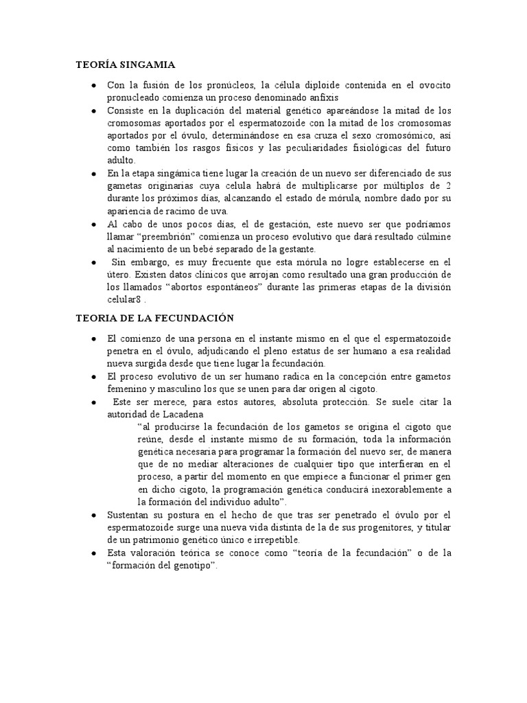 Proceso Singamia y Teoría Fecundación | PDF | Sexo | Ciencias de la vida