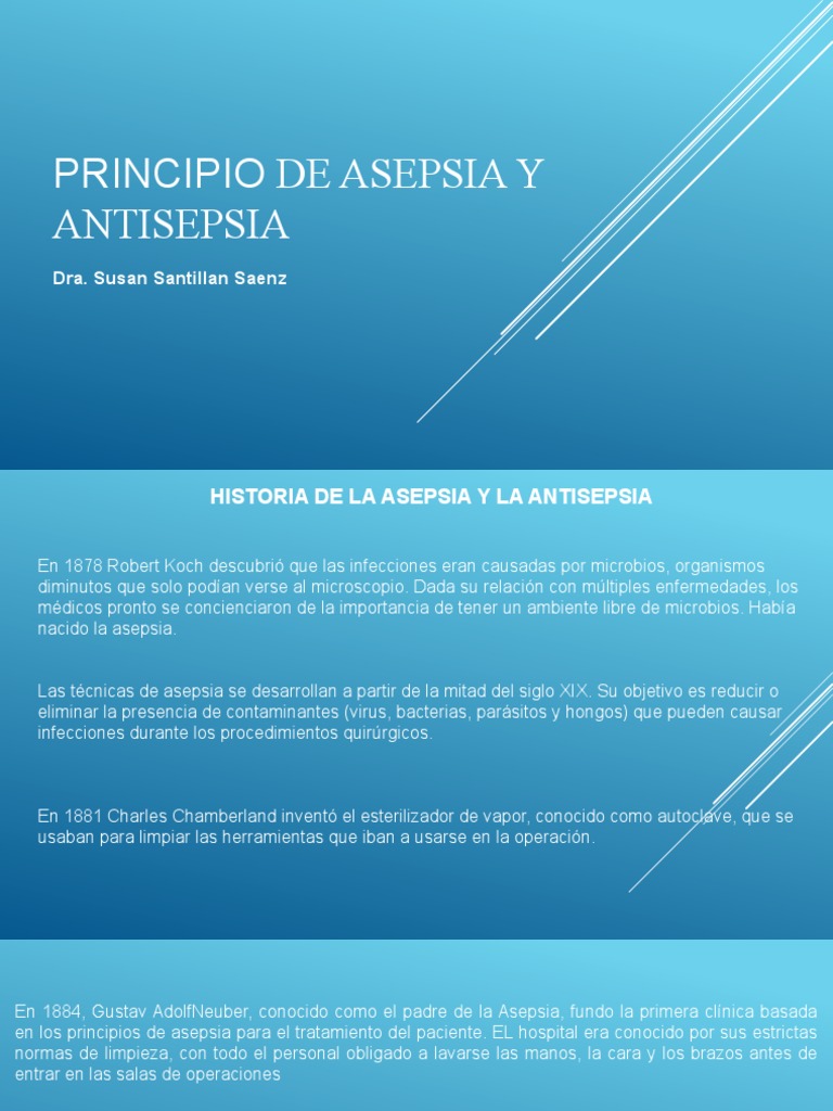 Principio de Asepsia y Antisepsia | PDF | Infección | Microorganismo