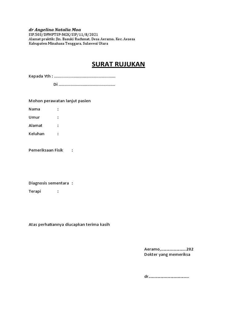 Surat Rujukan Dokter Praktik | PDF