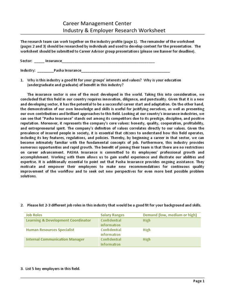 Employer Research Worksheet (1) - Vafa.G | PDF | Organizational Culture ...