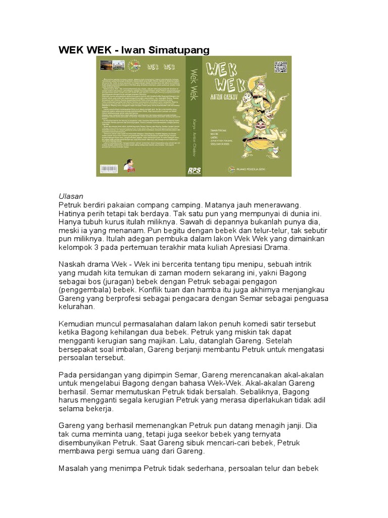 Naskah WEK WEK Iwan Simatupang | PDF