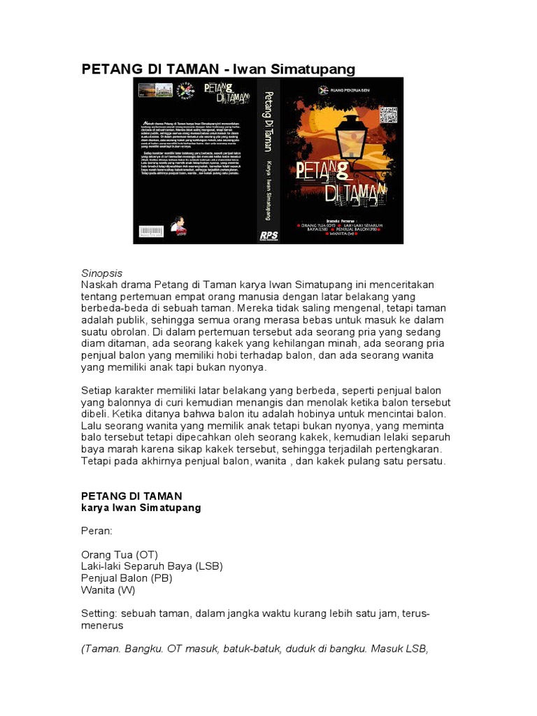 Naskah PETANG DI TAMAN Iwan Simatupang | PDF