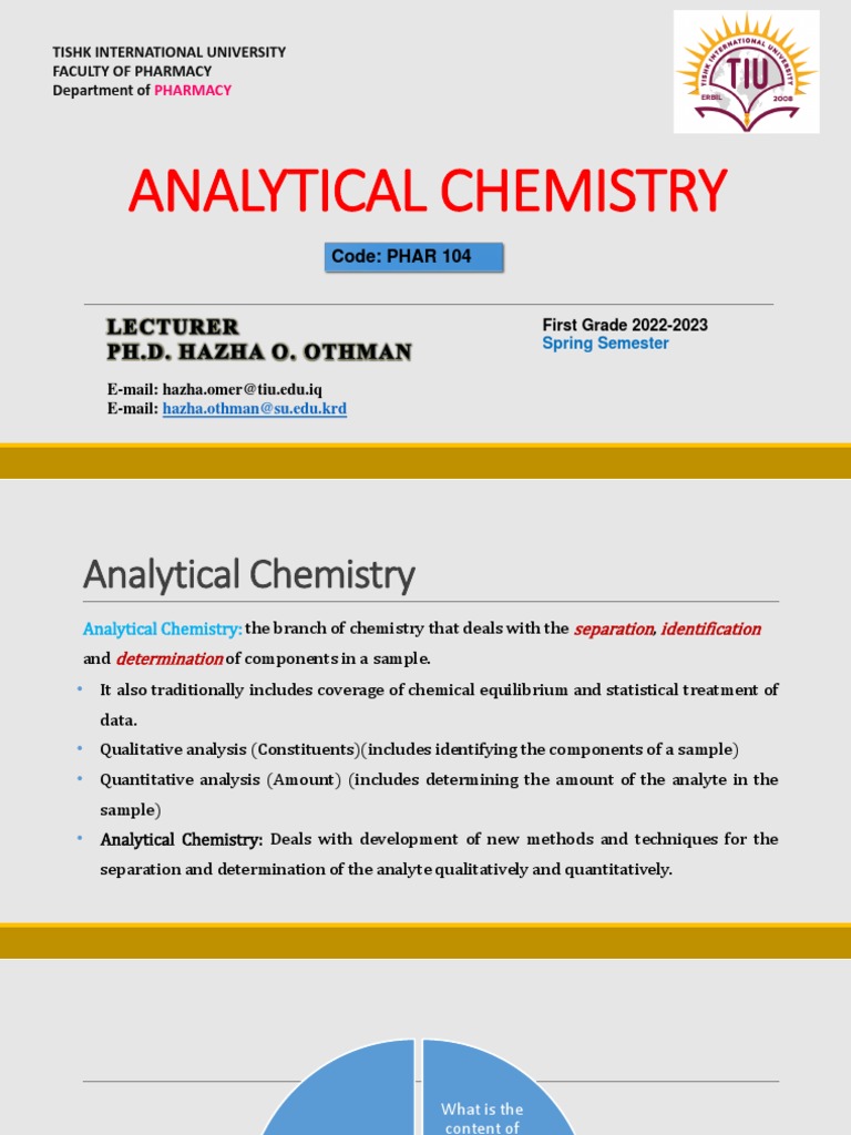 25-3-2023 1st L. Analytical Chem. (Dr. Hazha) | PDF | Analytical ...