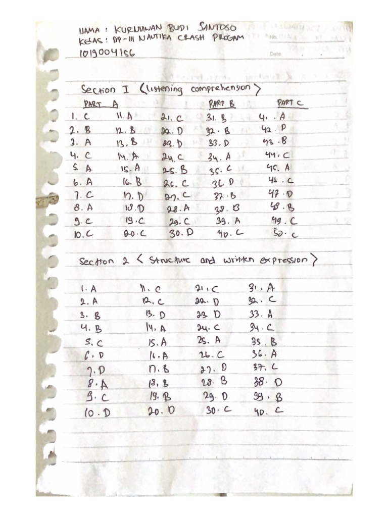 Toefl Kurniawan Budi Santoso Dp-Iii Nautika PDF | PDF