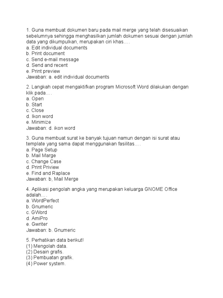Soal Pts Ganjil Informatika | PDF | Komputer