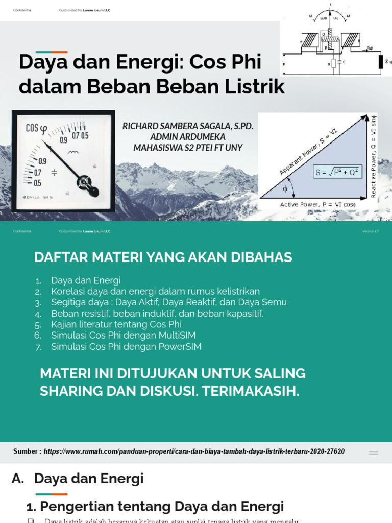 Daya Dan Energi - Cos Phi Dalam Beban Beban Listrik | PDF | Teknologi & Rekayasa | Sains ...
