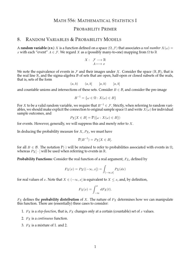Math556 02 RVProbDist | PDF | Probability Distribution | Probability ...
