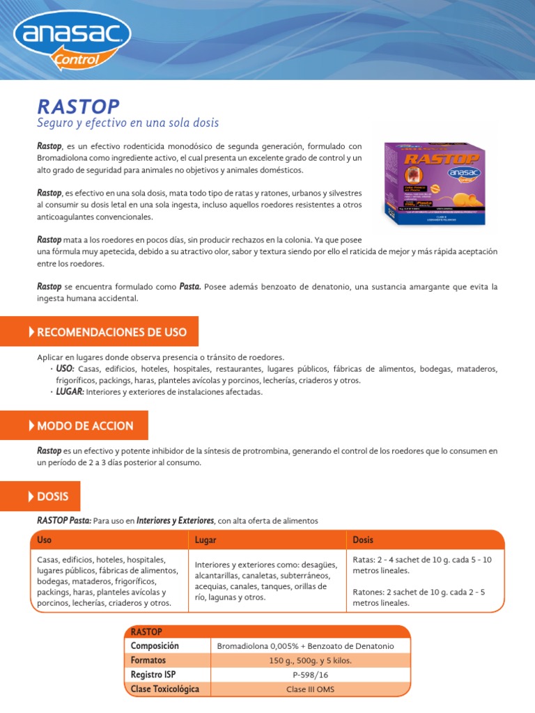 Rastop: Rodenticida Efectivo y Seguro | PDF