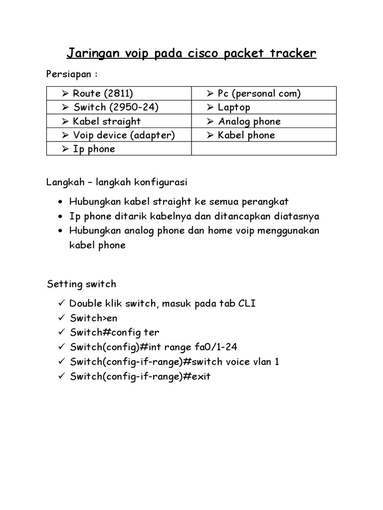 Jaringan Voip Pada Cisco Packet Tracker | PDF