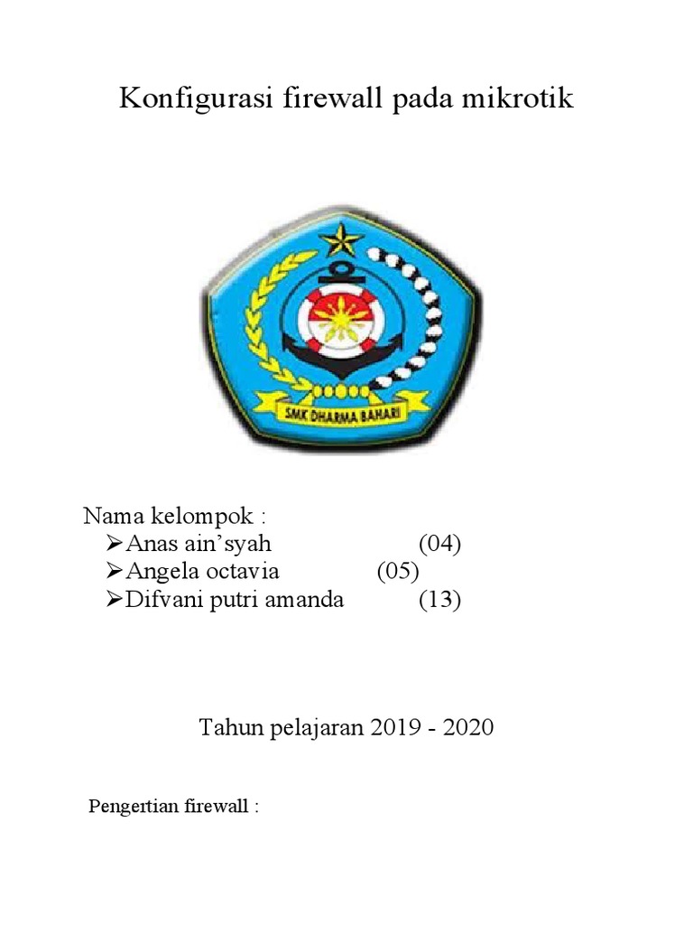 Konfigurasi Firewall Pada Mikrotik Pdf