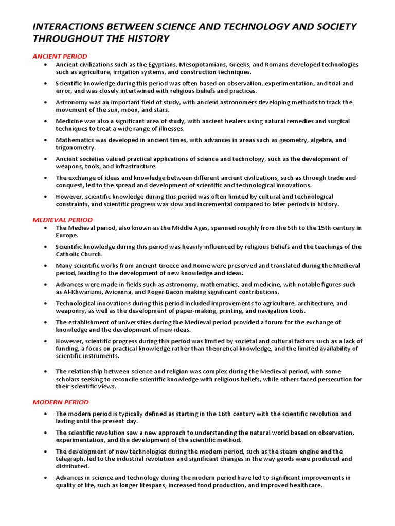 Interactions-Science, Technology, and Society Across Human History ...