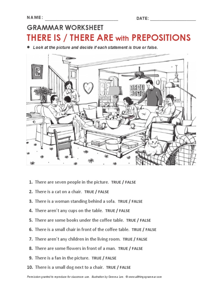 There Is / There Are Prepositions: Grammar Worksheet | PDF | Language ...