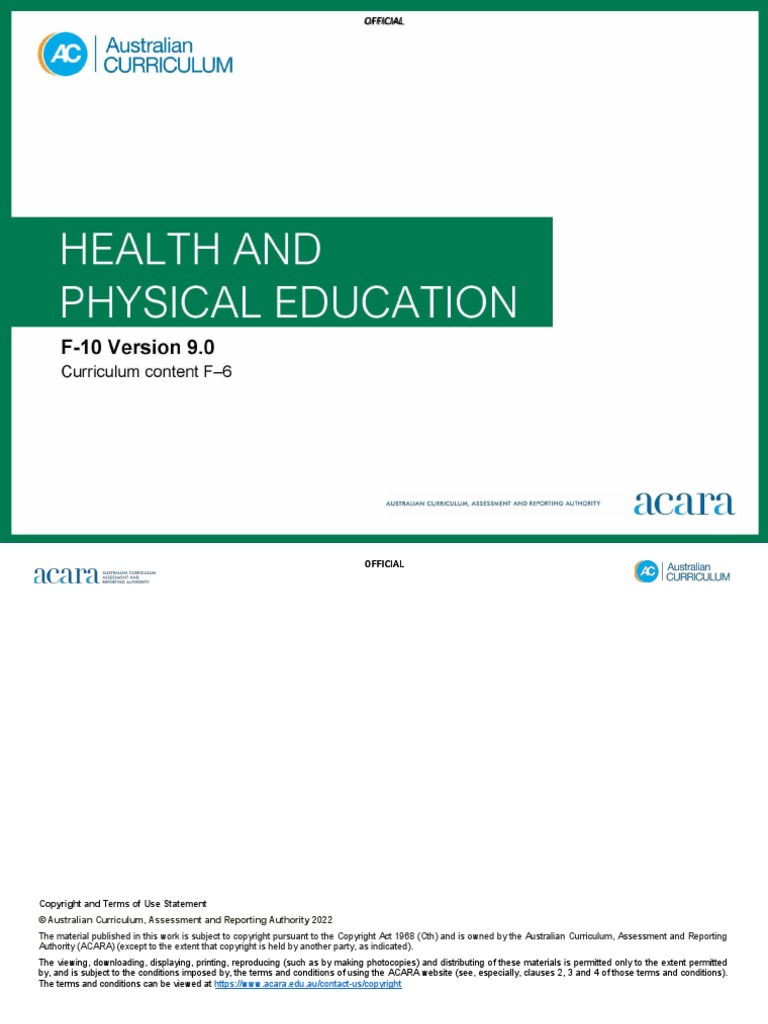 Health and Physical Education Curriculum Content F 6 v9 | PDF ...