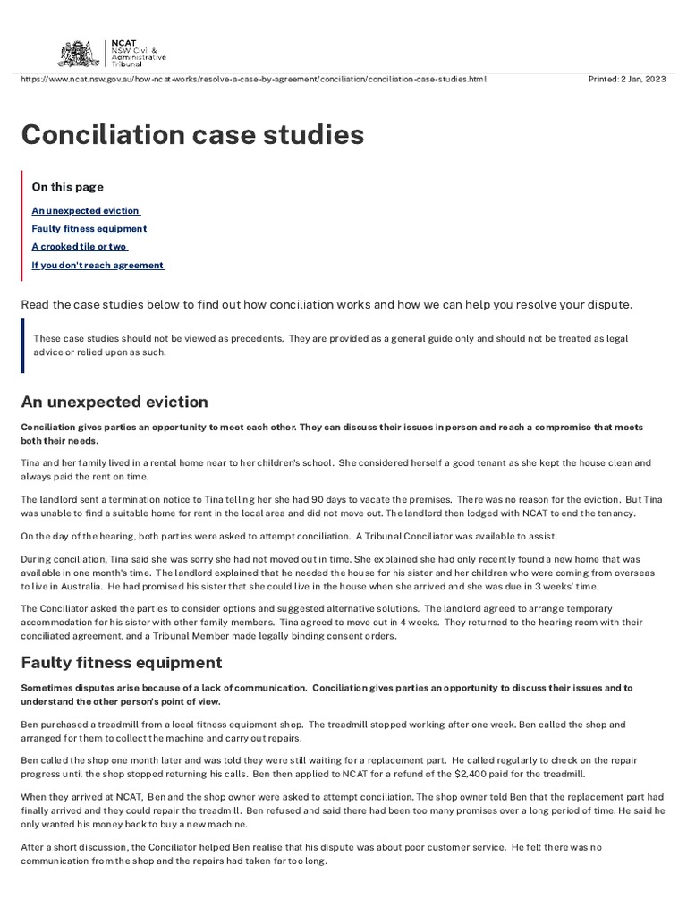 Conciliation Case Studies | PDF | Landlord | Leasehold Estate