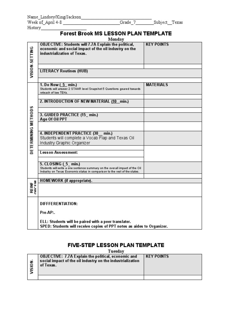 7th Grade 2016 Lesson Plan Week 13 | PDF | Lesson Plan | Teaching