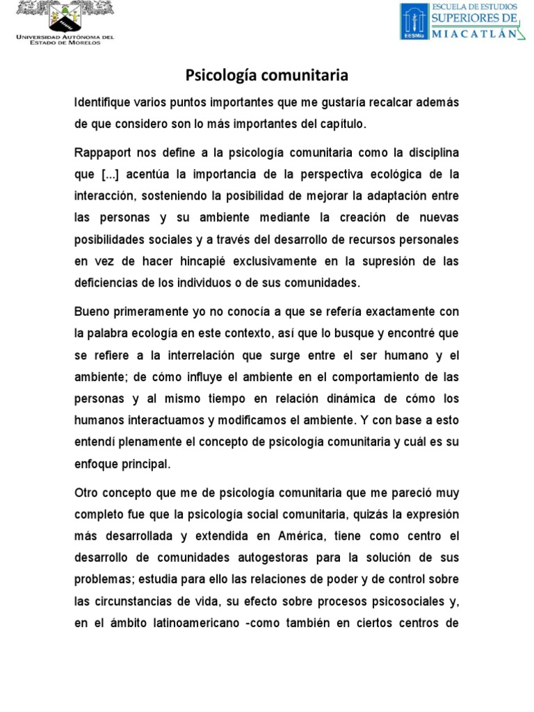 Psicología Comunitaria: Enfoques y Métodos | PDF | Sicología ...