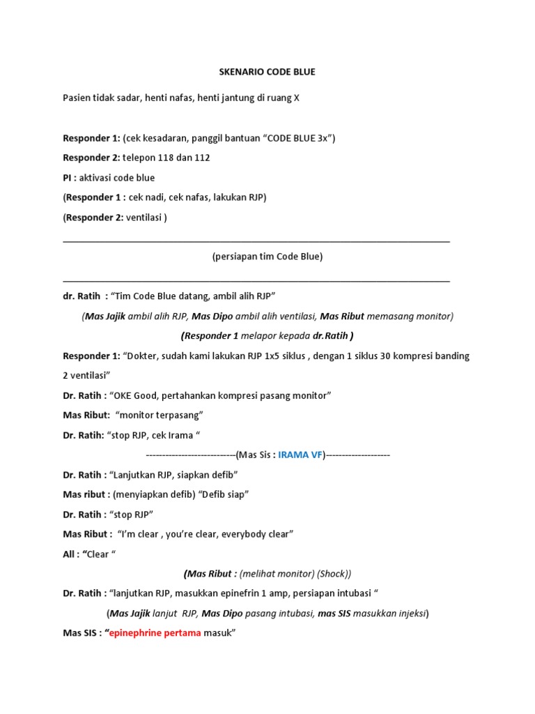 SKENARIO CODE BLUE | PDF