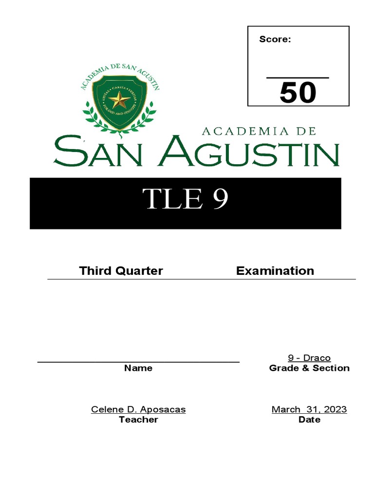 tle-9-LT Exam | PDF | Sewing | Clothing